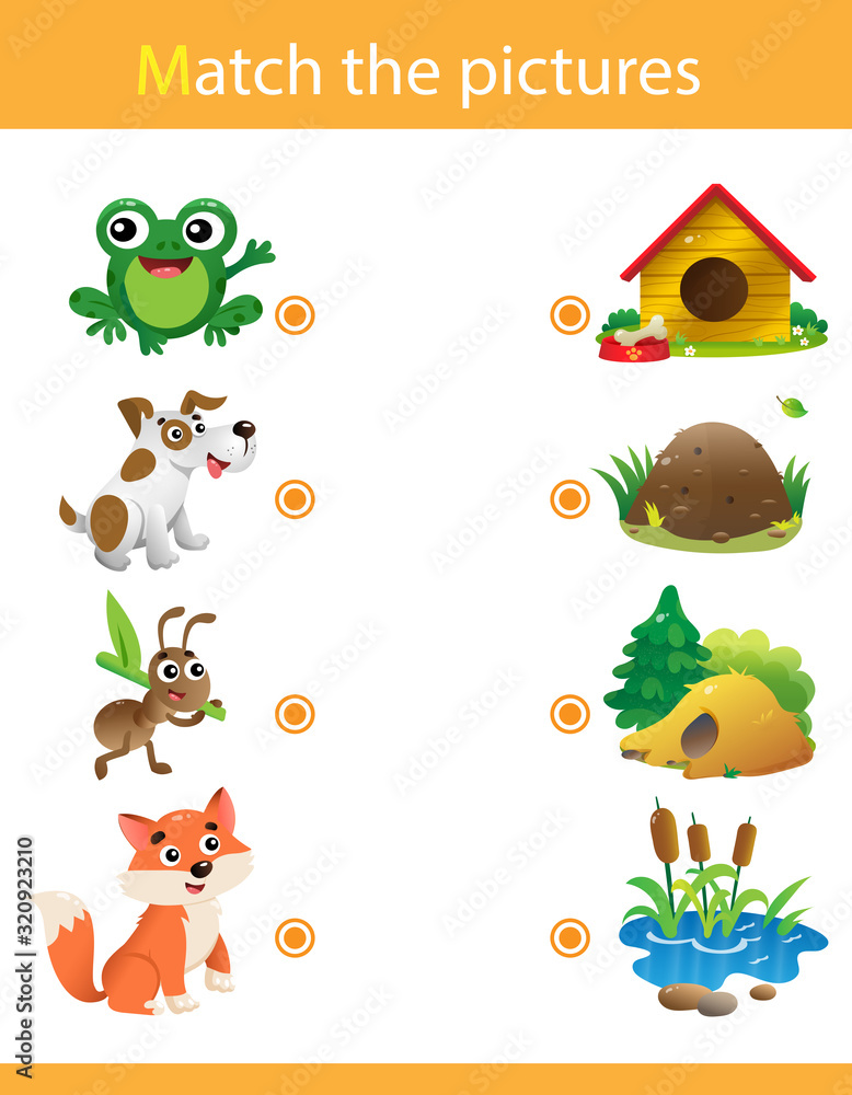 Matching game, education game for children. Puzzle for kids. Match the ...