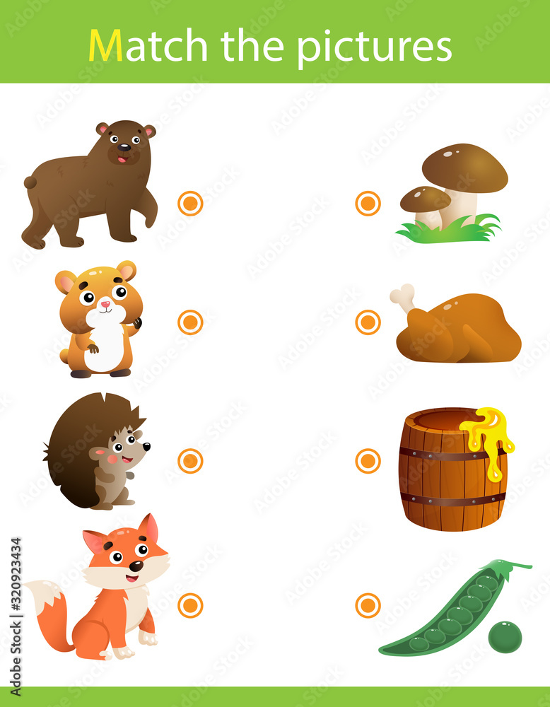 Matching game, education game for children. Puzzle for kids. Match the ...
