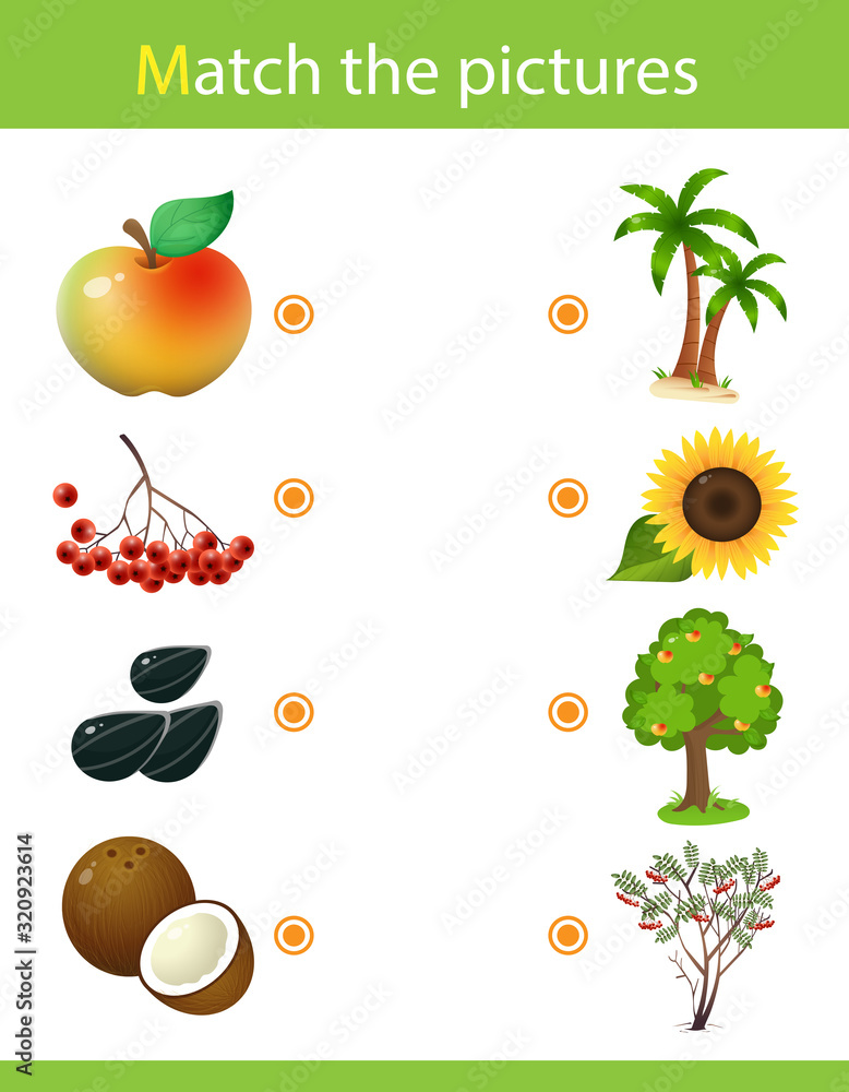 Matching game, education game for children. Puzzle for kids. Match the ...