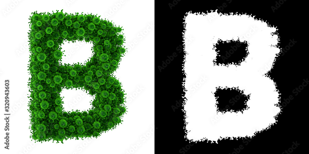 Alphabet B made of Bacteria with alpha mask, alphabet B made of Virus ...