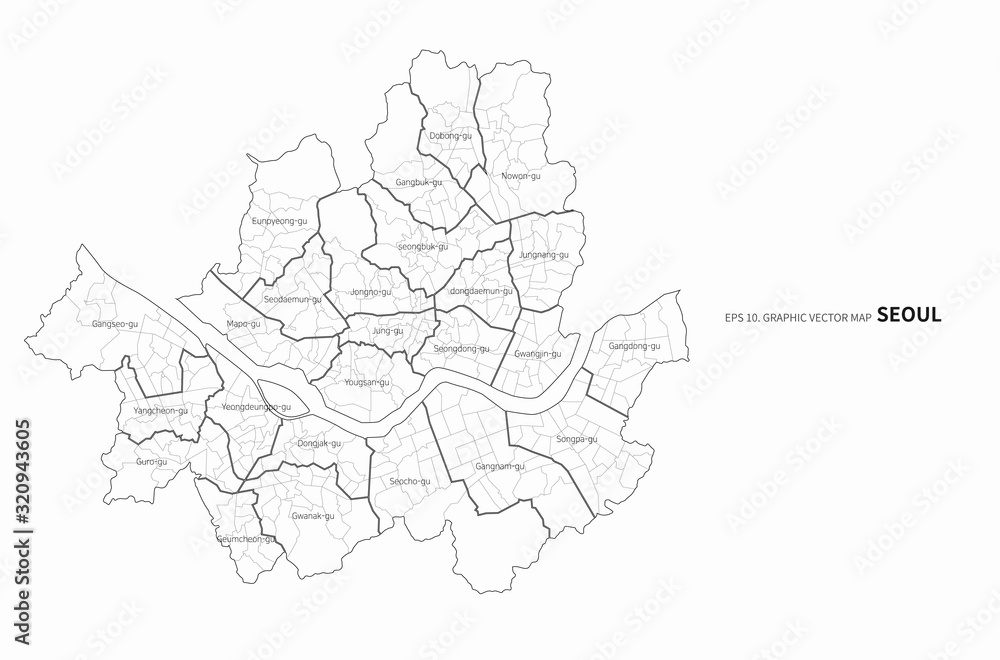 seoul map. han river graphic design. Stock Vector | Adobe Stock