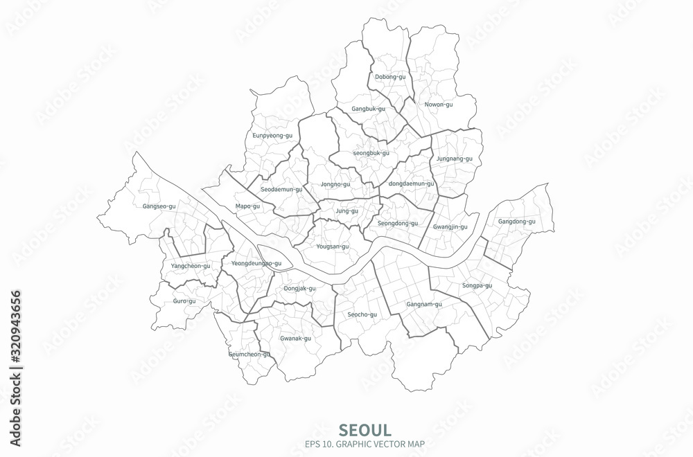 seoul map. han river graphic design. han gang map. Stock Vector | Adobe ...