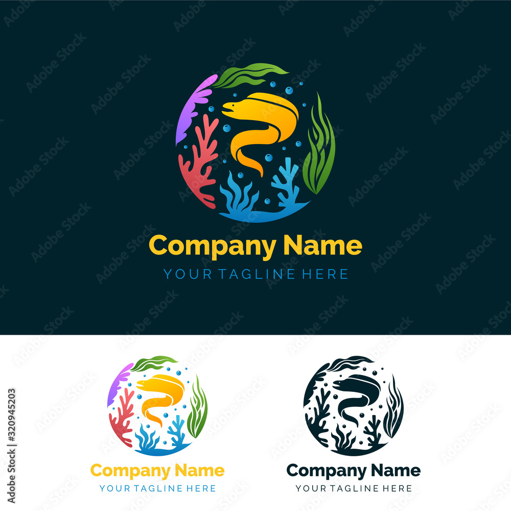 Under the sea logo in gradient colours for your company or your design ...