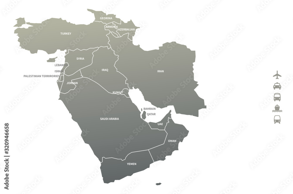 arab countries map. middle east countries map. Stock Vector | Adobe Stock