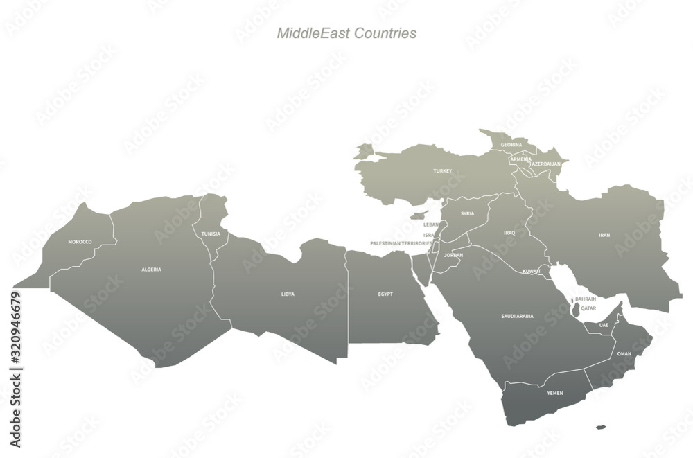 arab countries map. middle east countries map. Stock Vector | Adobe Stock