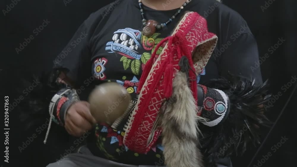 group of shaman Teotihuacanos, Xicalanca - Toltec in black background ...