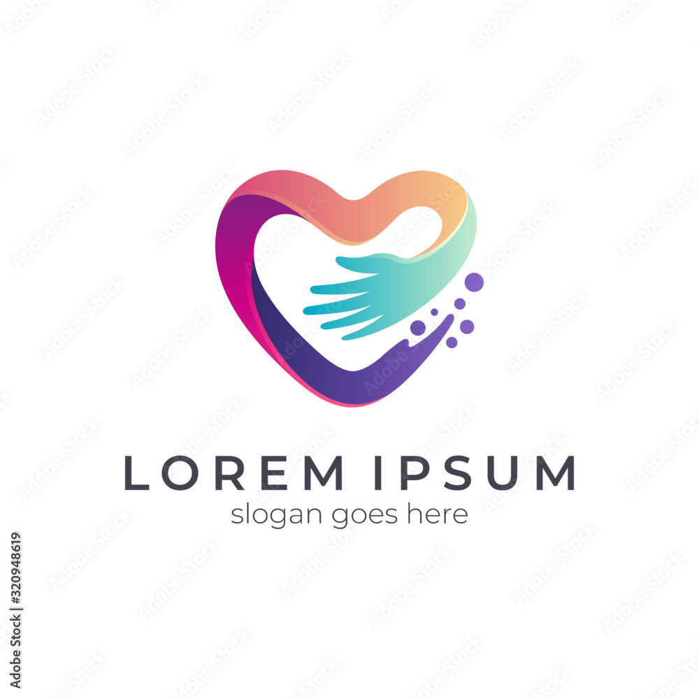 Heart Hand Vector Logo Design, Love And Care Logo, Charity/Foundation ...