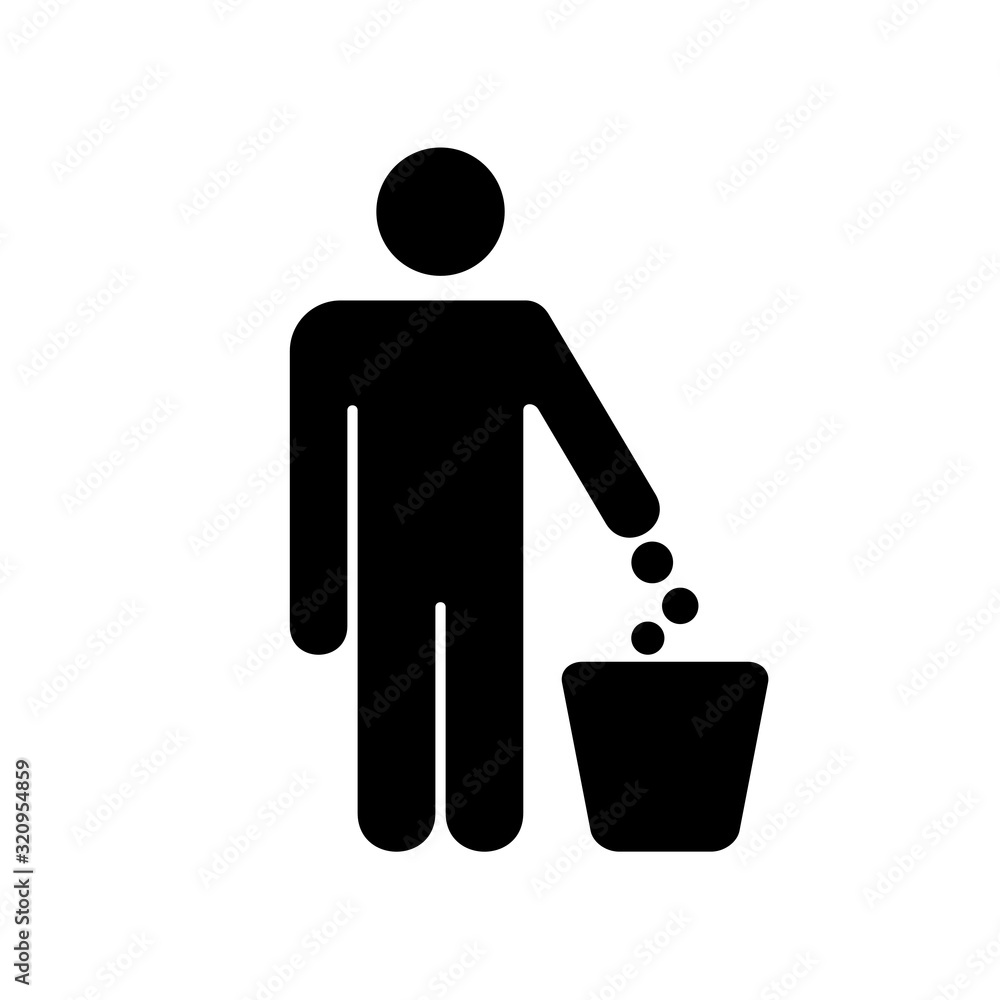 Do not litter sign. No littering symbol. Keep clean icon. Silhouette ...