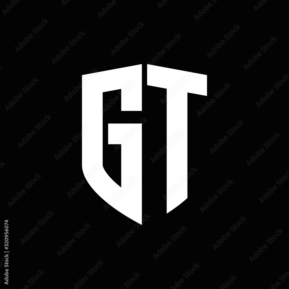 GT logo monogram with shield shape design template Stock Vector | Adobe ...