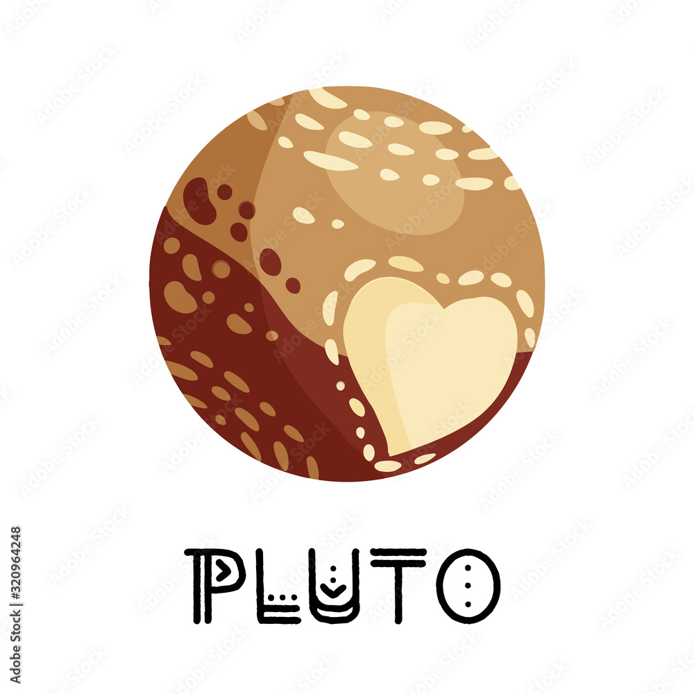 Stylized planet Pluto isolated cartoon vector image. Astronomic logo ...