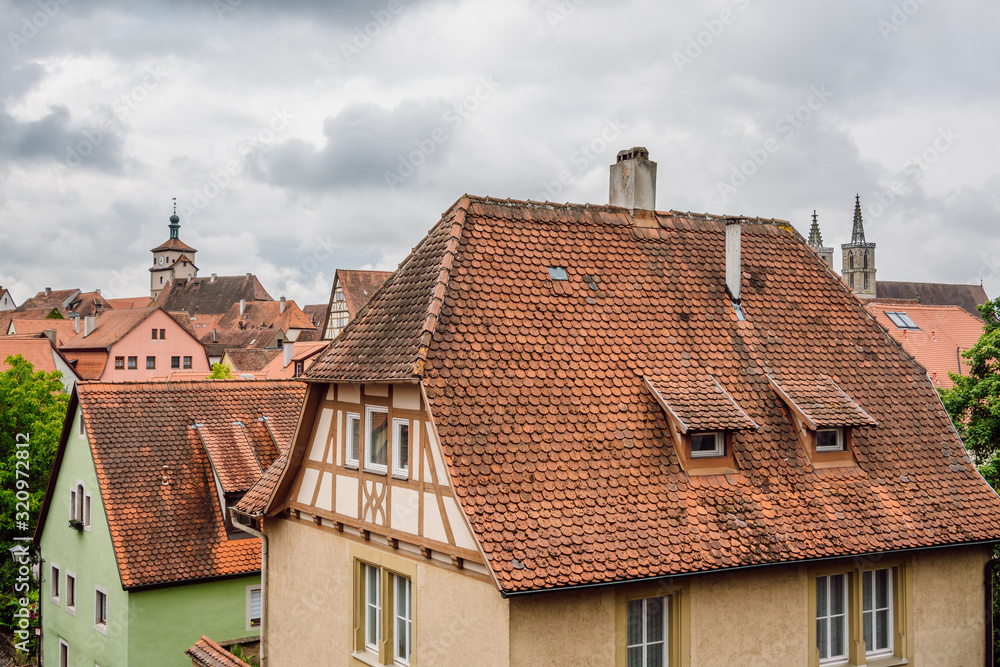 Houses with characteristic roofs for Rothenburg ob der Tauber ...