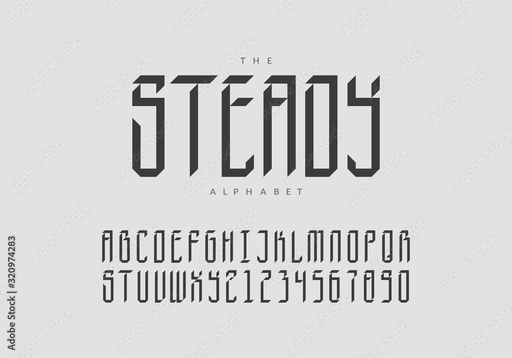 Thin geometric font with numbers. Original vector typeface. Stock ...