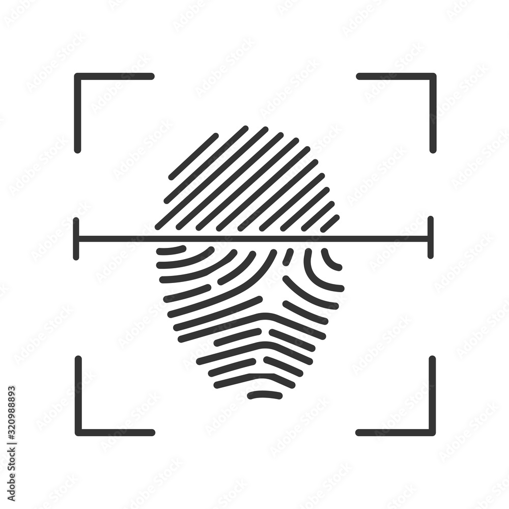 Fingerprint Scan Provides Security Access Black Line Icon Id And
