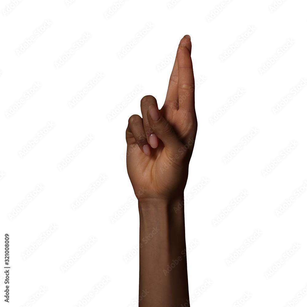 Manual Language Alphabet Deaf Gesture Sign R letter with Female Hand ...