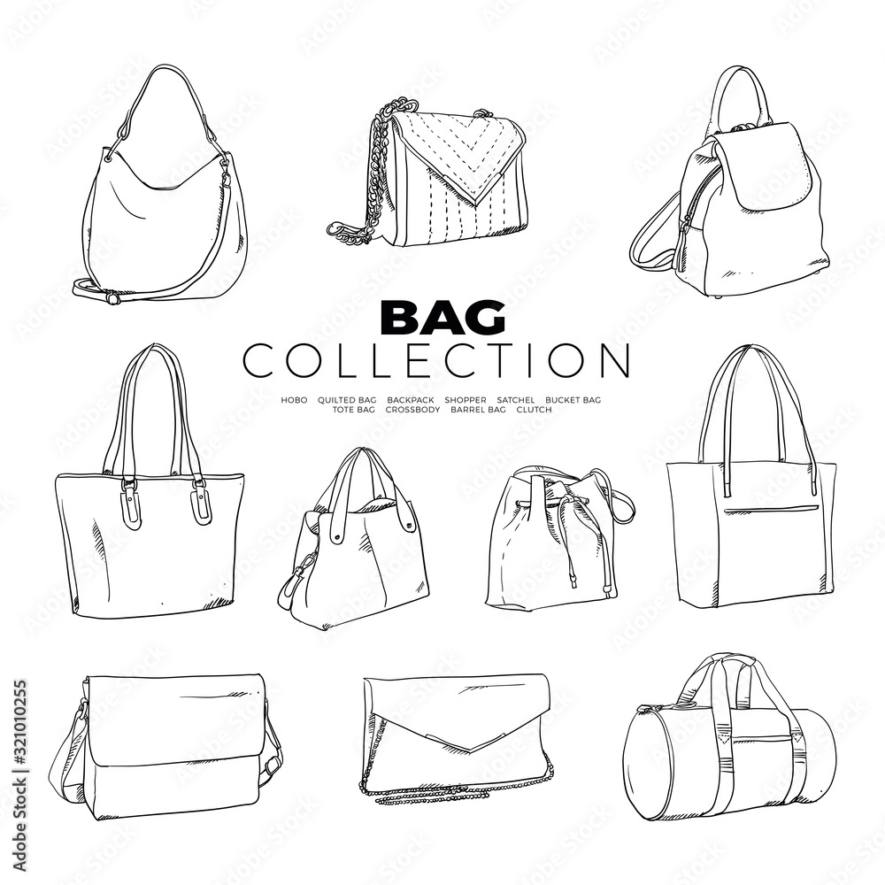 Doodle Set Of Bag Collection Hobo Quilted Bag Backpack Shopper Doodle Set Of Bag Collection Hobo Quilted Bag Backpack Shopper
