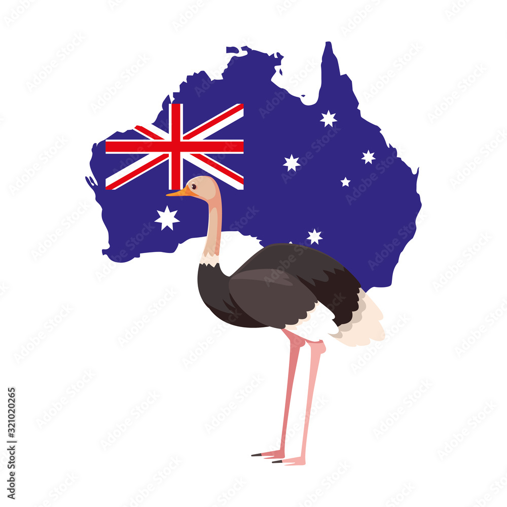 ostrich with map of australia in the background Stock Vector | Adobe Stock
