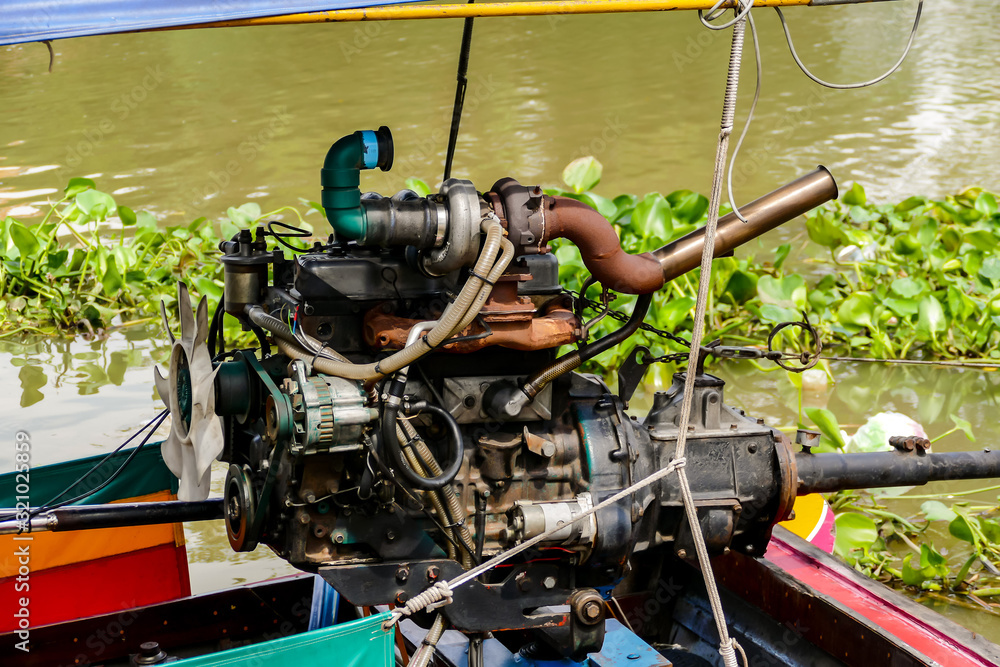 Beautiful photo of a thai boat diesel fuel engine,Ayutthaya thailand ...