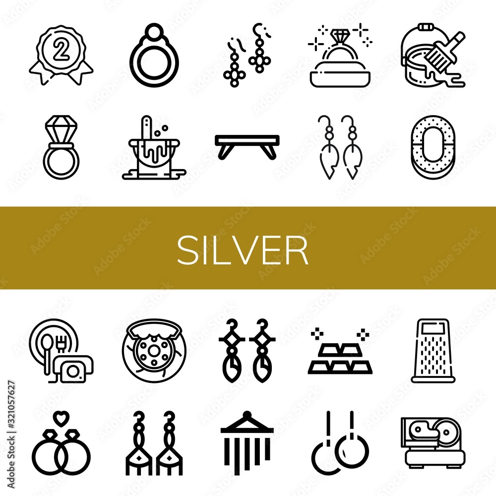 Set of silver icons Stock Vector | Adobe Stock