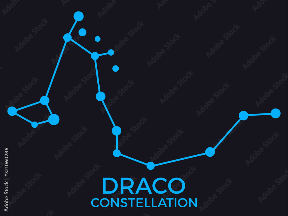 Draco constellation. Stars in the night sky. Cluster of stars and ...