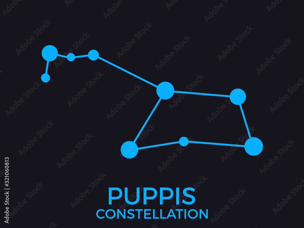Puppis constellation. Stars in the night sky. Cluster of stars and ...