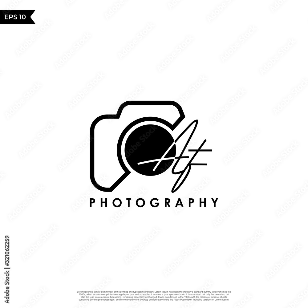Initial Letter AF with camera. Logo photography simple luxury vector ...