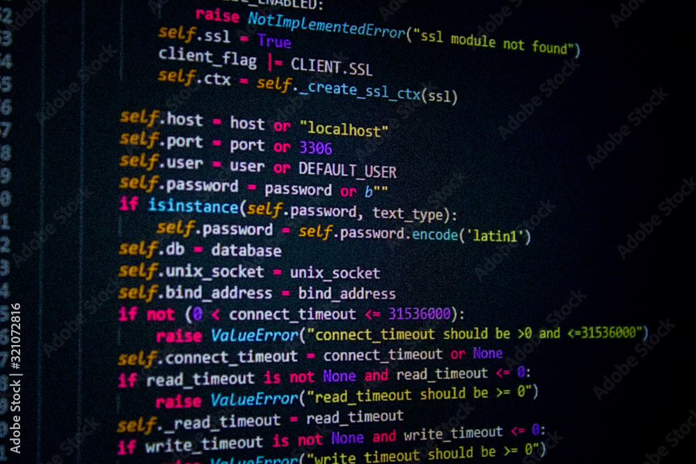 developer software source code screen. programming code. writing script. programmer editing code ...