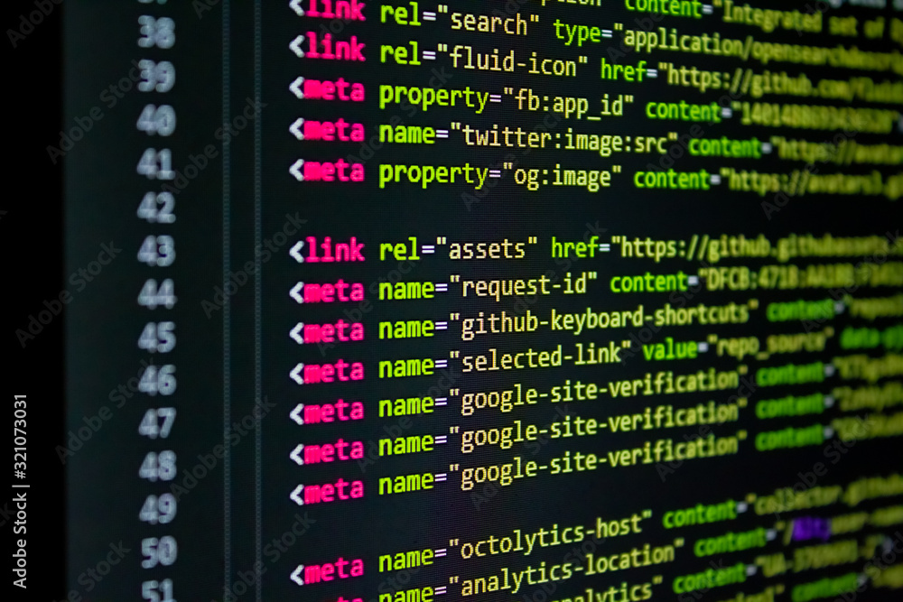 developer software source code screen. programming code. writing script ...