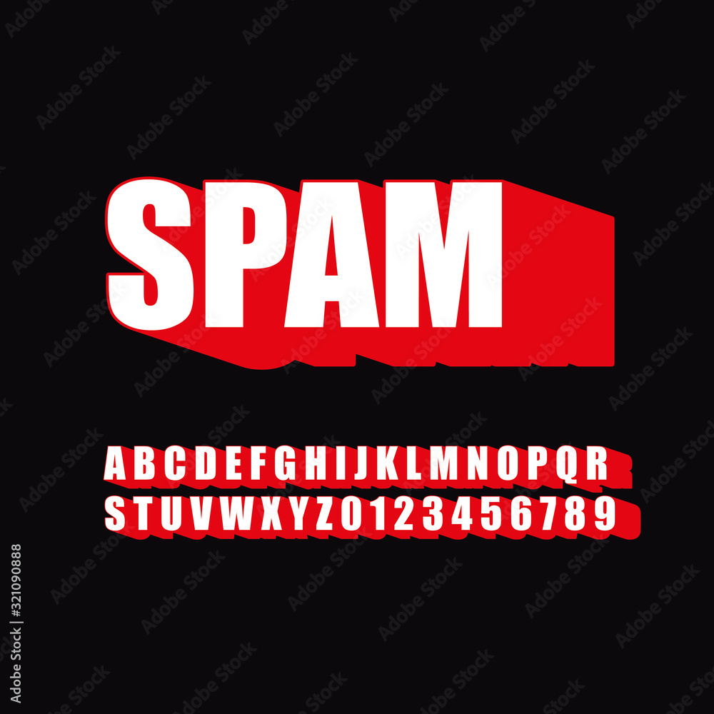 vector white red font style alphabet and numbers design Stock Vector ...