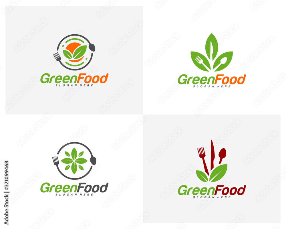 Set of Healthy Food logo design vector. Nature Food logo template ...