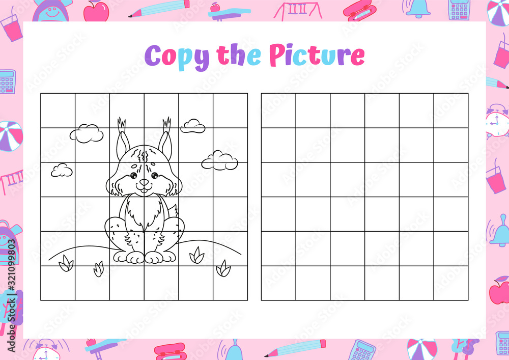 Copy the picture. Drawing activity for kids. Educational game for ...