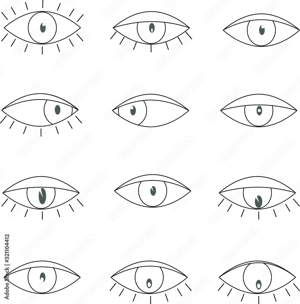 eyes icons different shapes and sizes of pupils Stock Vector | Adobe Stock