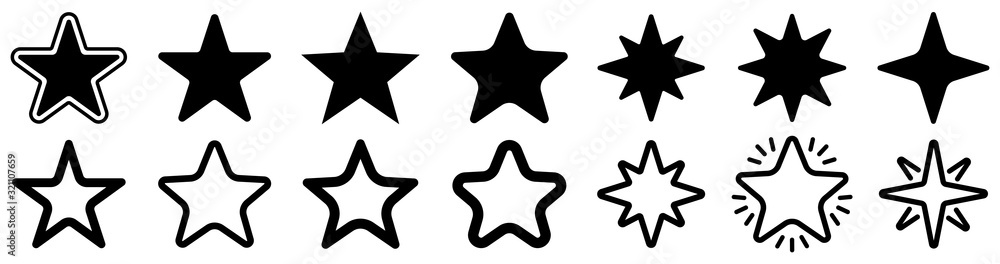Star icon collection. Different stars set. Vector Stock Vector | Adobe ...