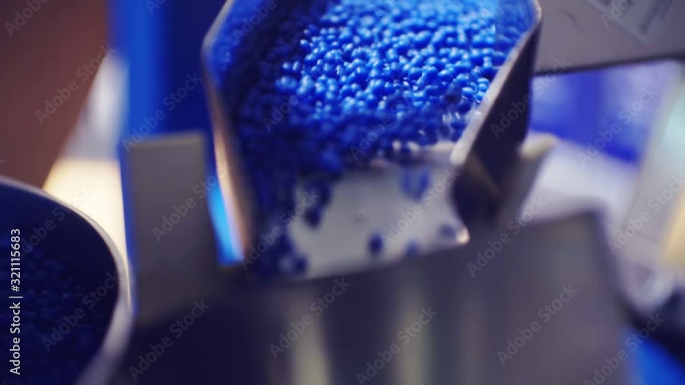production and technology.plastic processing and production.round blue ...