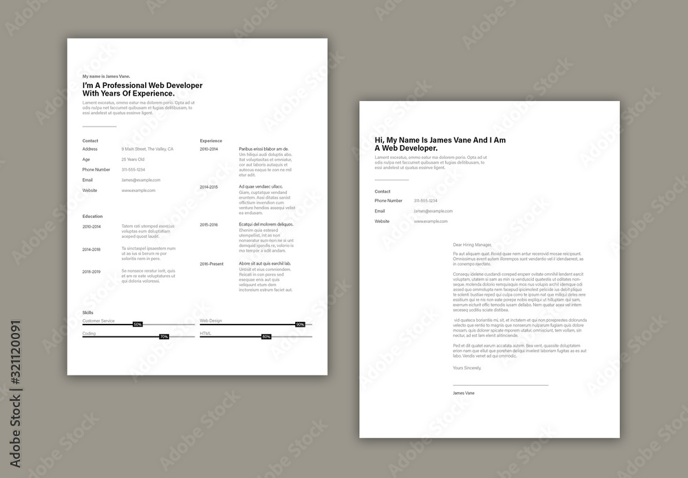Minimal Resume Layout Set Stock Template | Adobe Stock