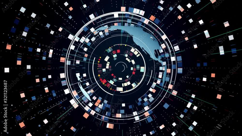 Vidéo Stock tech background from a lot of shapes lines points with ...