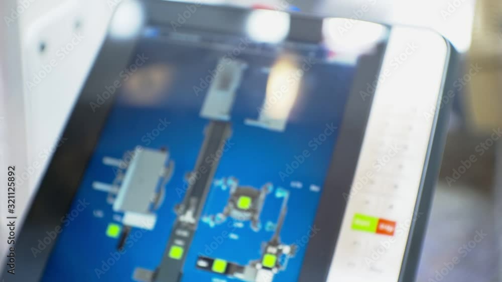 Automatic control panel with different buttons and lights. .control ...