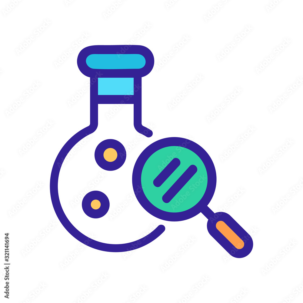 Lab magnifying glass icon vector. Thin line sign. Isolated contour ...