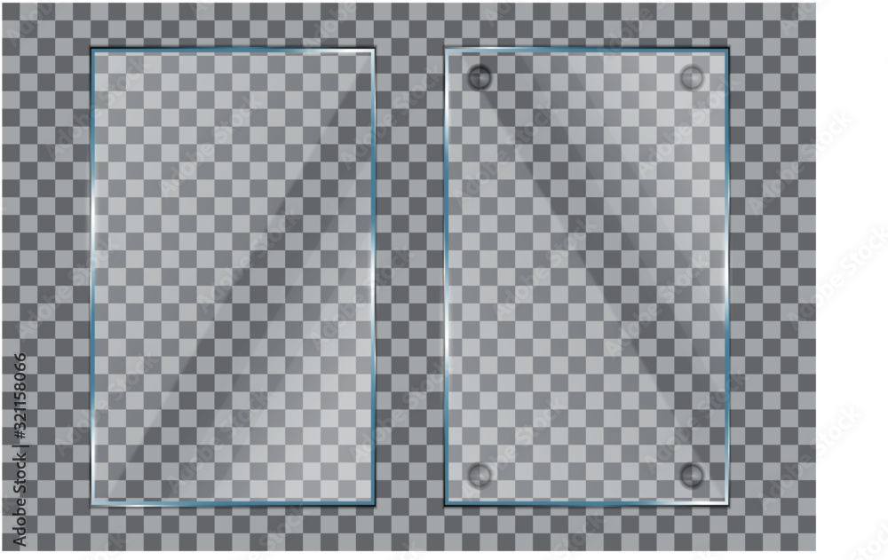 set of transparent glass plate or acrylic glass texture or realistic ...