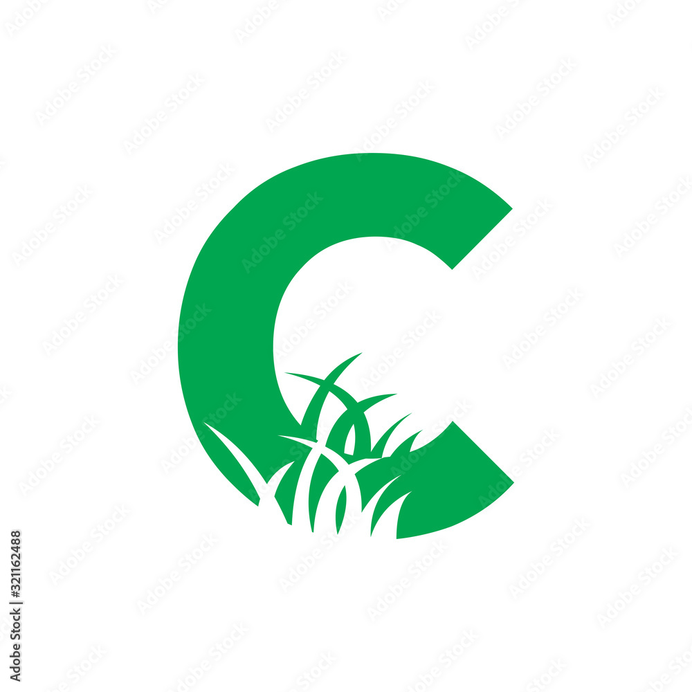 C Grass Logo, Lawn Care Logo Stock Vector | Adobe Stock