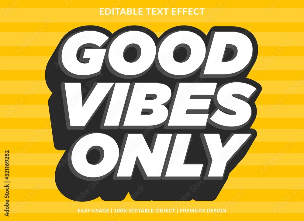 good vibes text effect template with 3d bold type style and retro ...