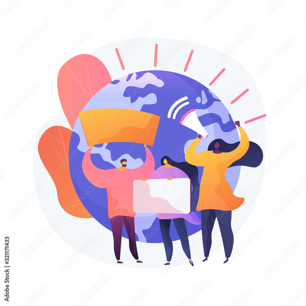 Save planet idea. Group of ecological protestors. Environmental ...