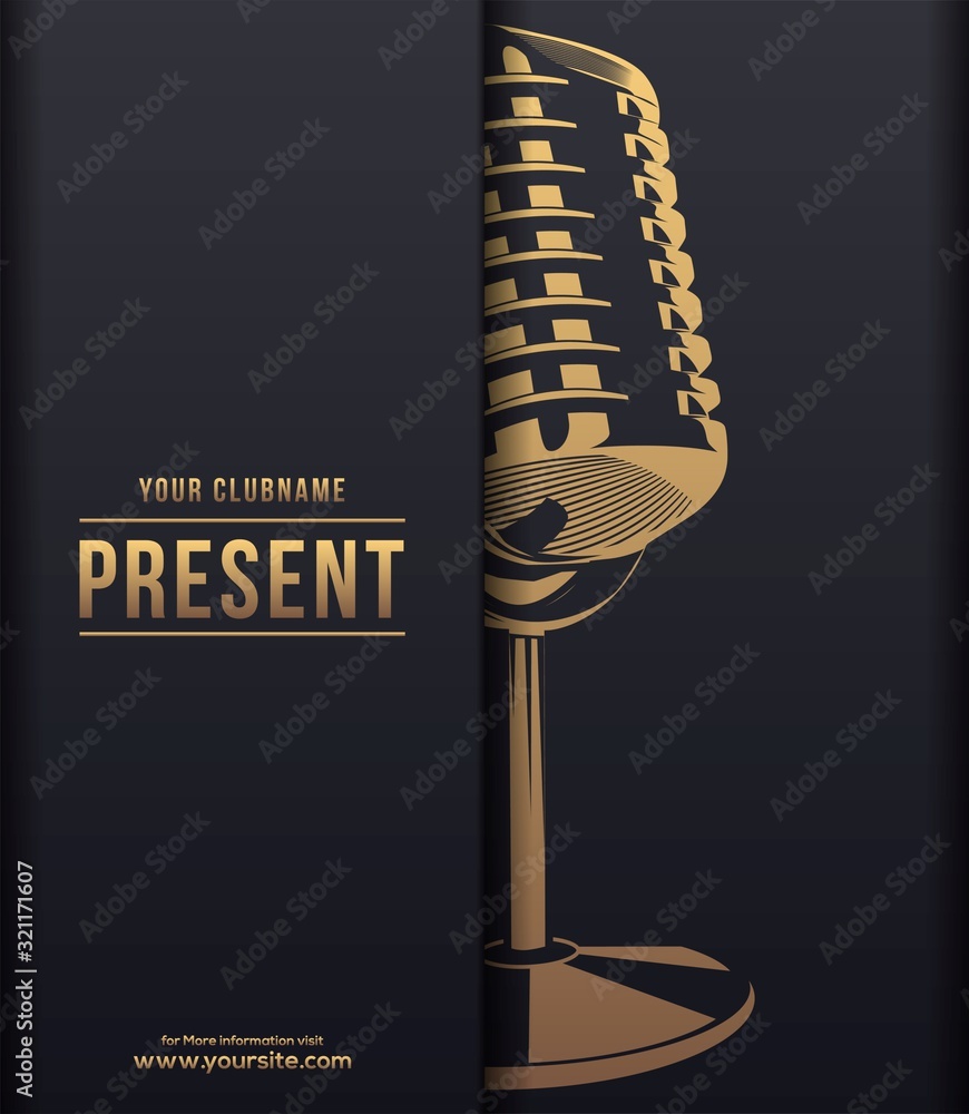 Illustration of elegant poster background template with microphone ...