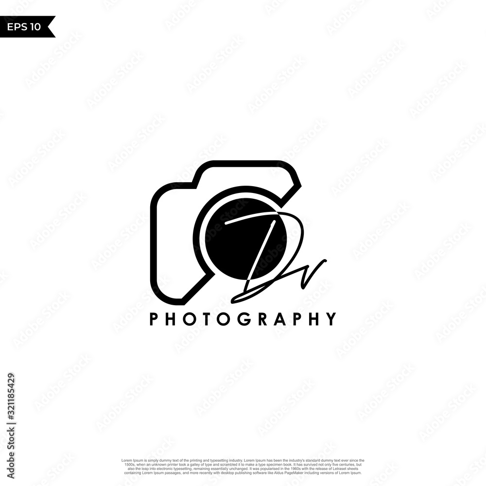 Initial Letter DV with camera. Logo photography simple luxury vector ...