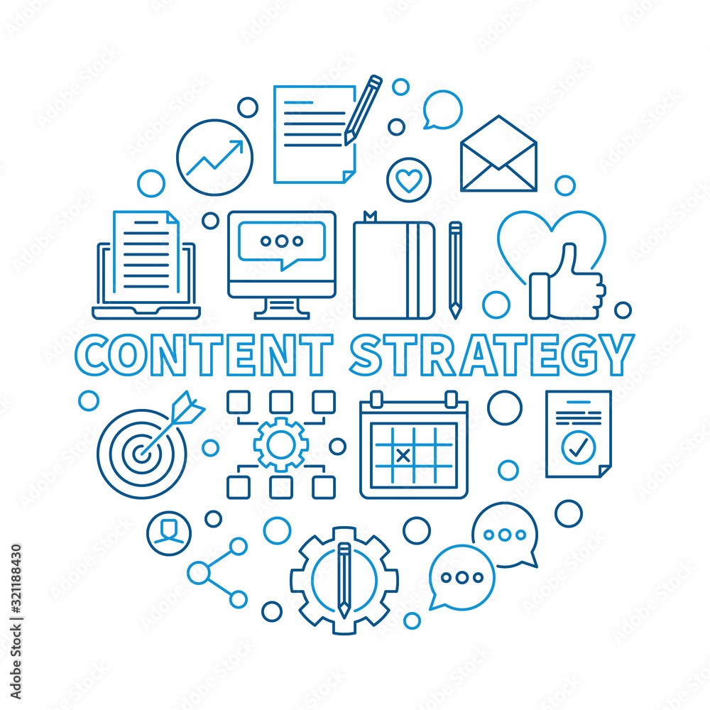 Content Strategy vector round concept outline illustration Stock Vector ...