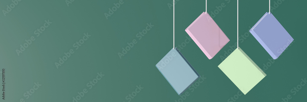 Low poly school supplies on green background, back to school concept 3D ...
