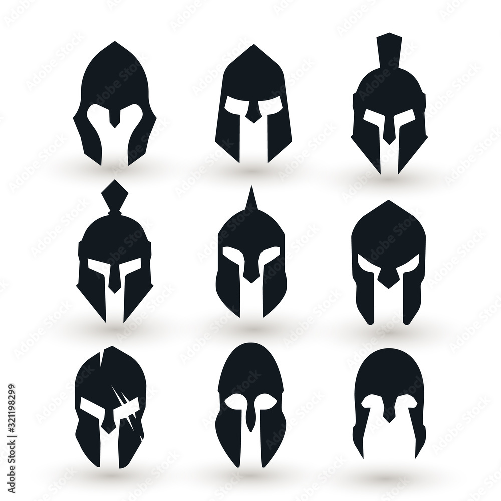 Spartan helmet vector set. Stock Vector | Adobe Stock