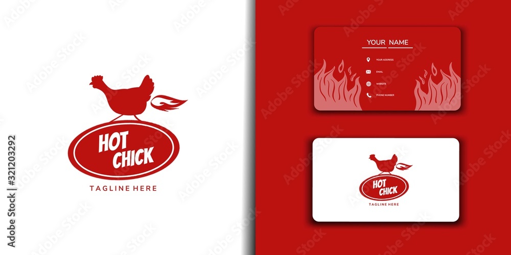 Hot Chick logo for chicken restaurant. vector logo set with business ...