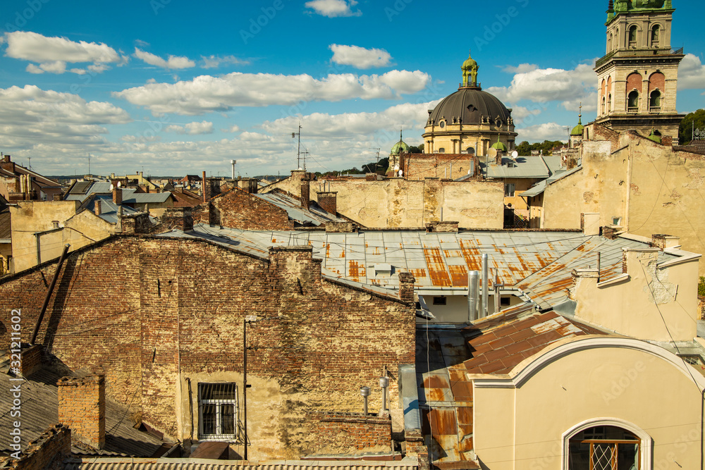 poor slum medieval city ghetto streets historical center district with ...