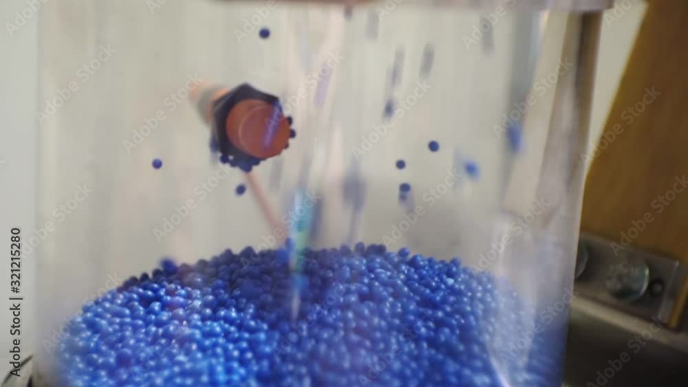 modern production.plastic processing and production.round blue plastic ...