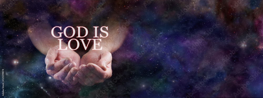 God Is Love and Eternally Giving Background - pair of cupped hands ...